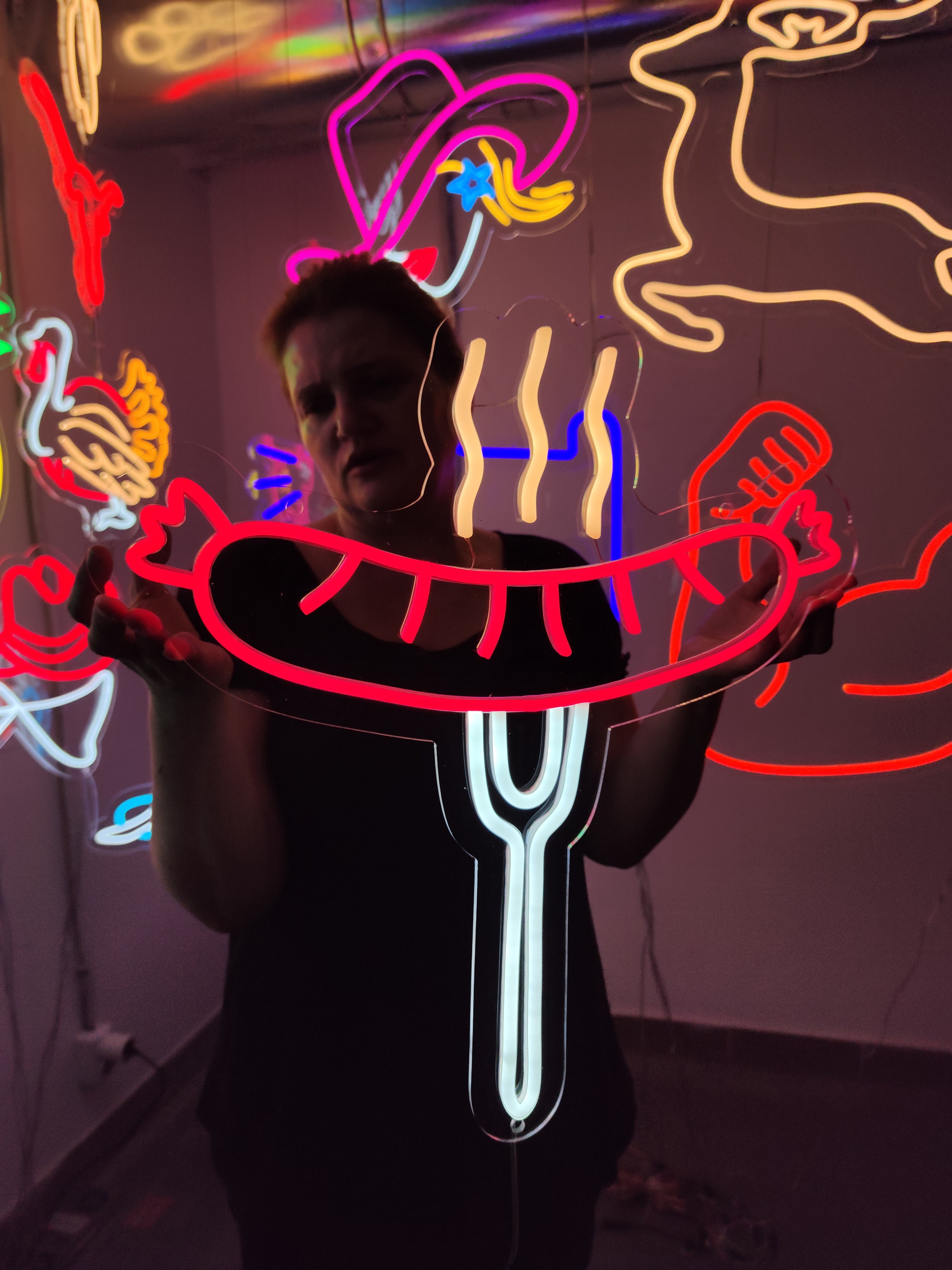 Grilled Sausage Neon Sign, Sausage on a Fork Neon Light, Meat Led Light ...