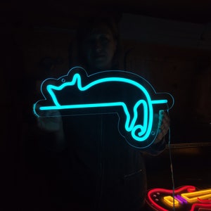 Cat is Lying on the Windowsill Neon Sign, Pet Neon Light, Animal Led ...