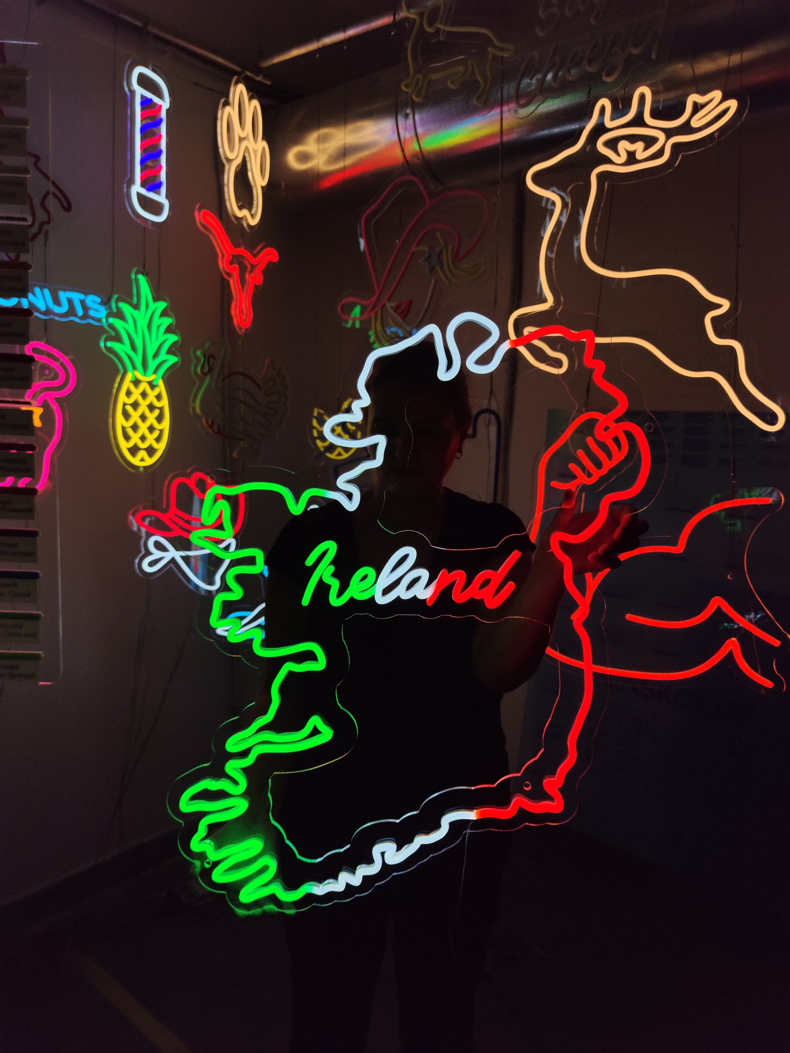 Ireland Map Neon Sign, the Second-largest Island of the British Isles ...