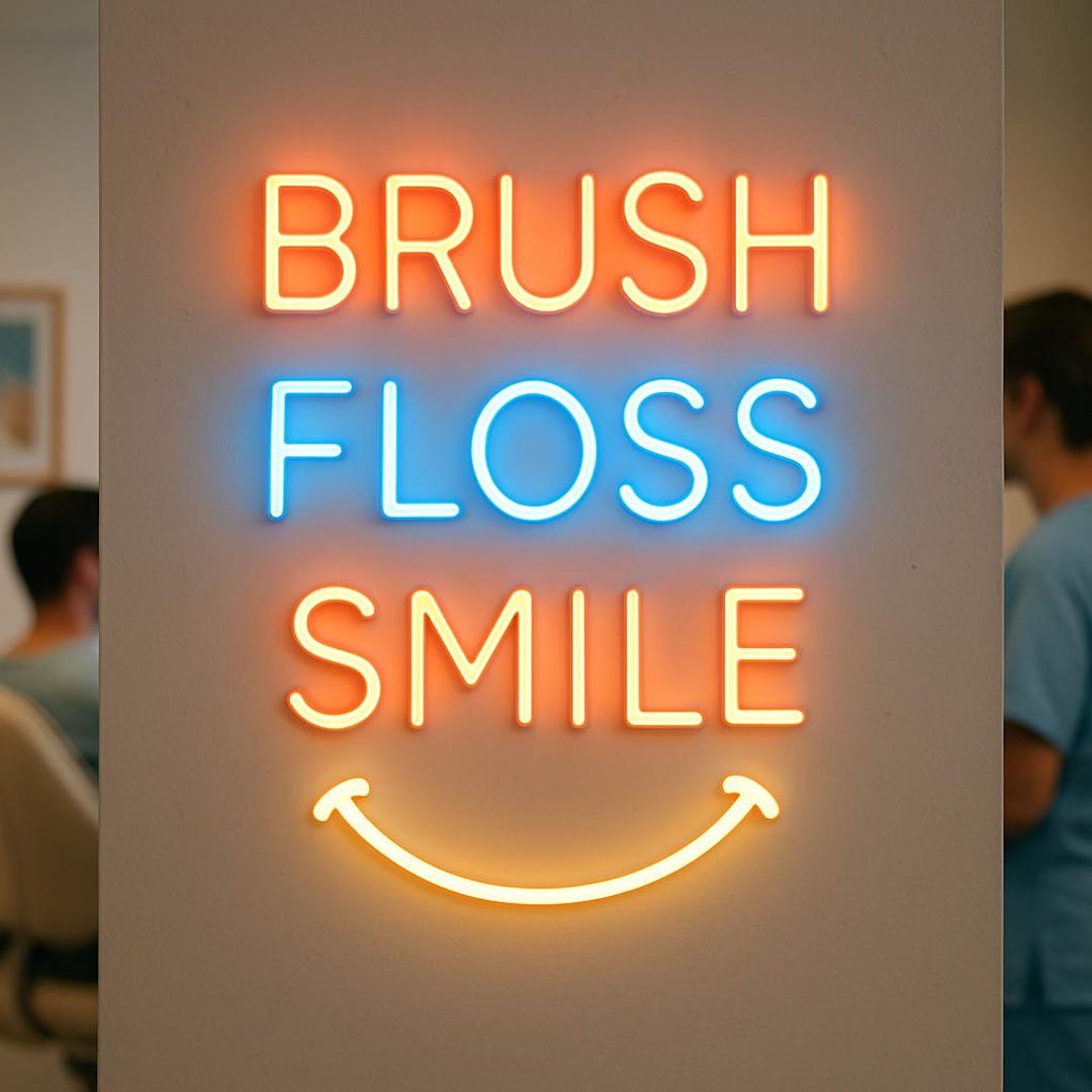 Brush Floss Smile Neon Sign. Dental Offices and Clinics Light ...