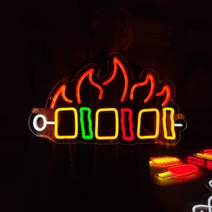 Barbecue Neon Sign, Kebab Led Sign, Hot Meat Neon Light, BBQ Led Light ...