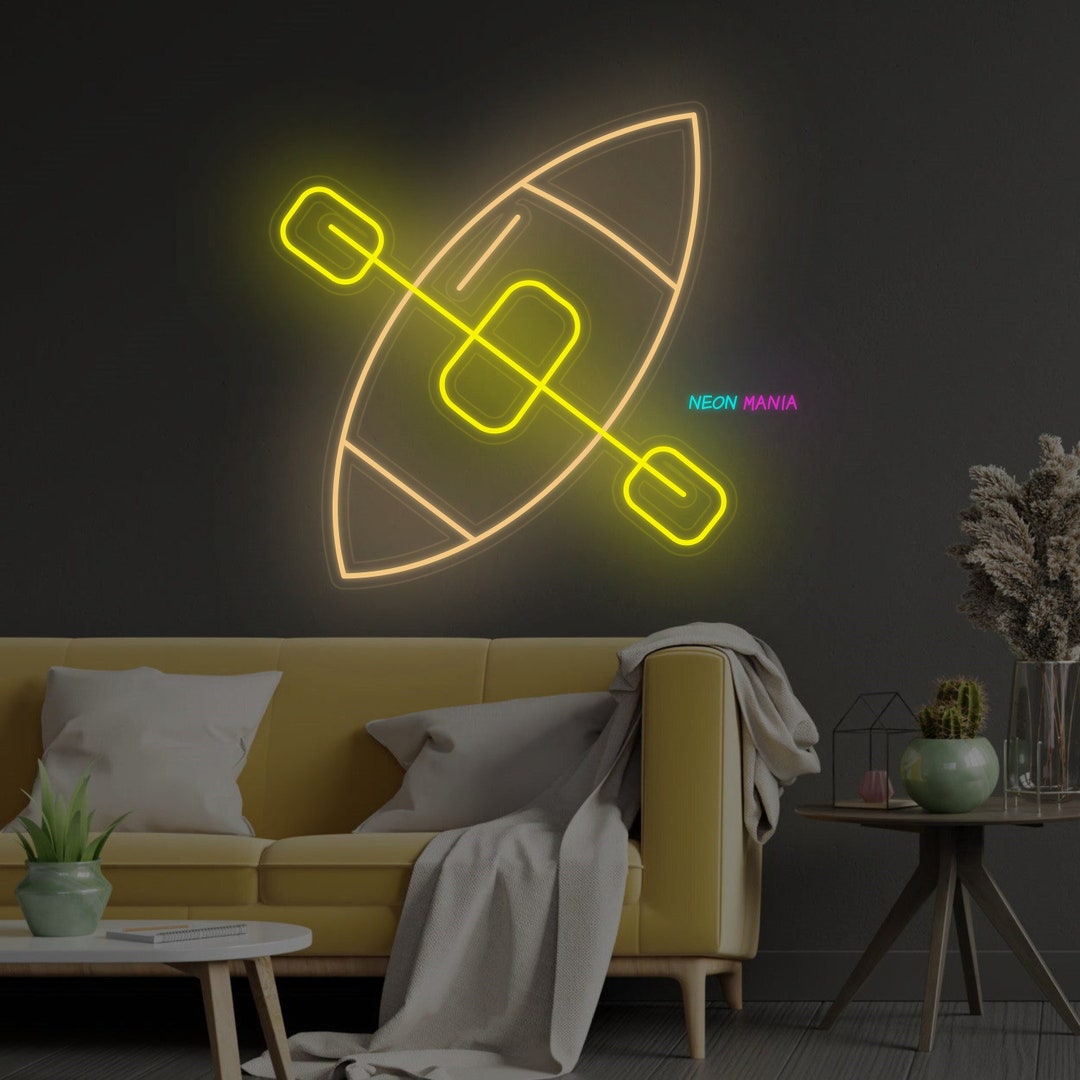 Kayak Neon Sign, Kayak With Paddle Led Light, Active Sport Light Sign ...