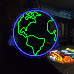 Earth Neon Sign, Planet Earth Neon Light, Ecology Led Light, Custom ...