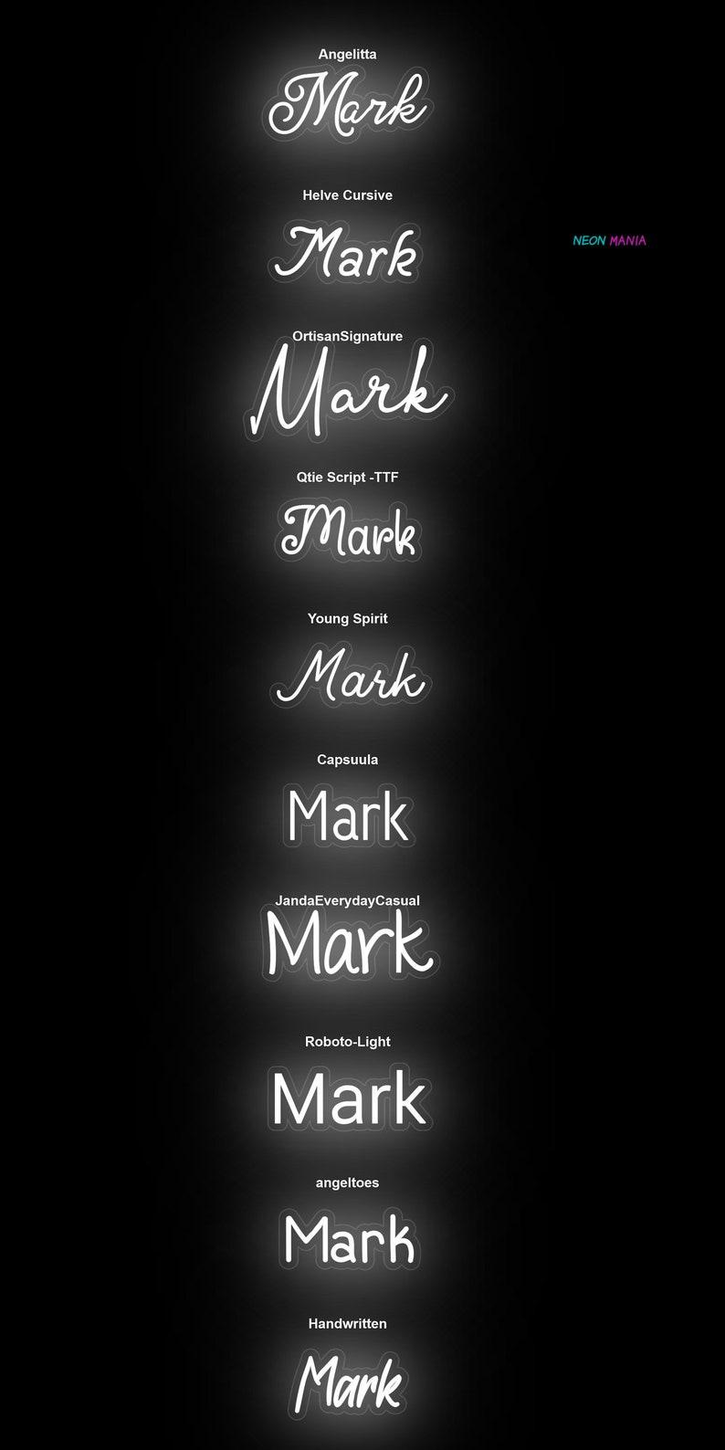 Mark Name Neon Sign Mark Led Neon Sign Custom Name Neon | Etsy