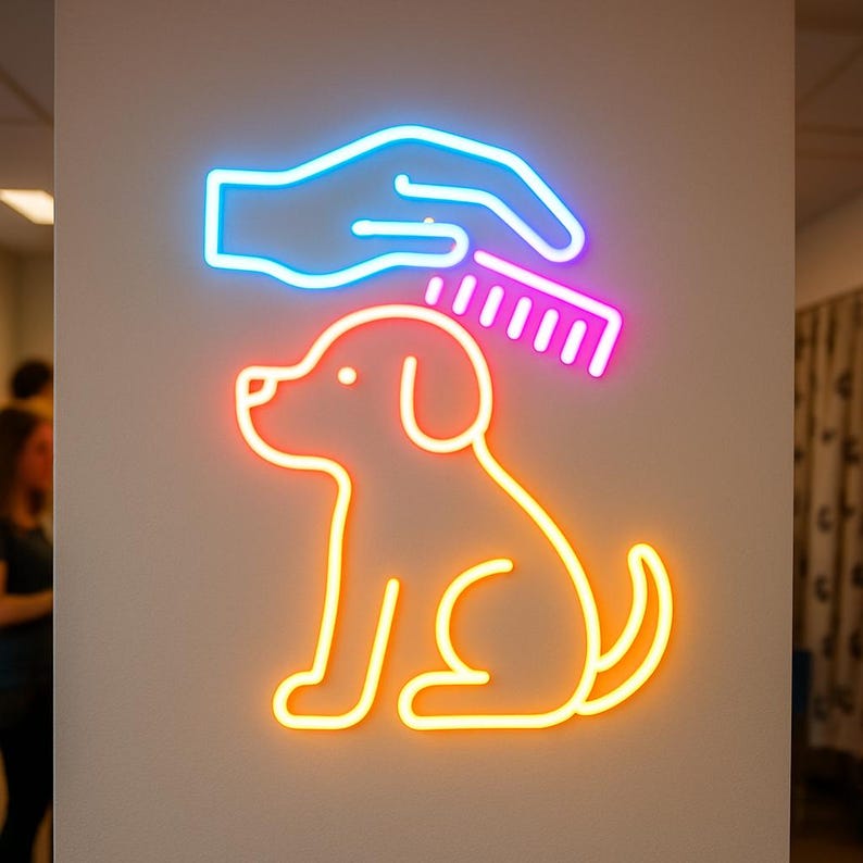 Pet Grooming Neon Sign. Grooming Salons Light. Veterinary Clinics Led ...