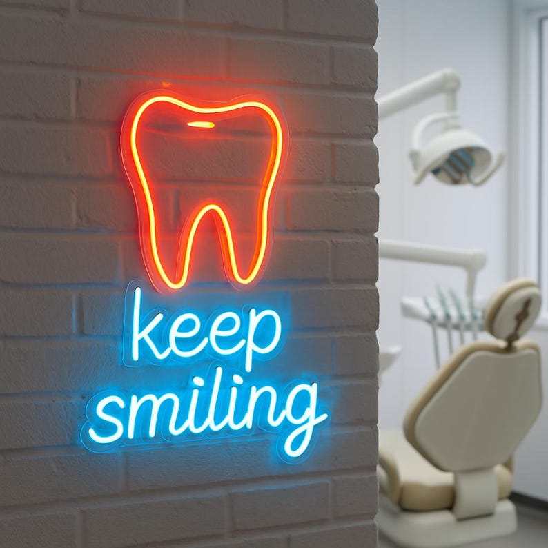 Neon Dentistry Sign. Toothbrush, Toothbrush Paste, Keep Smiling, Clinic ...