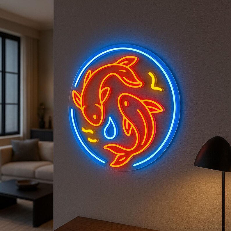 Koi Fish Neon Sign. Japanese Fish Led Light. Koi Carp Neon. Lucky Fish ...