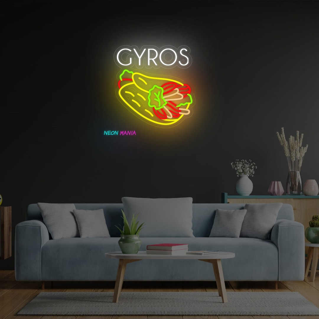 Gyros Neon Sign: Light up Your Gyros Cafe. Chicken Gyros Led Sign ...