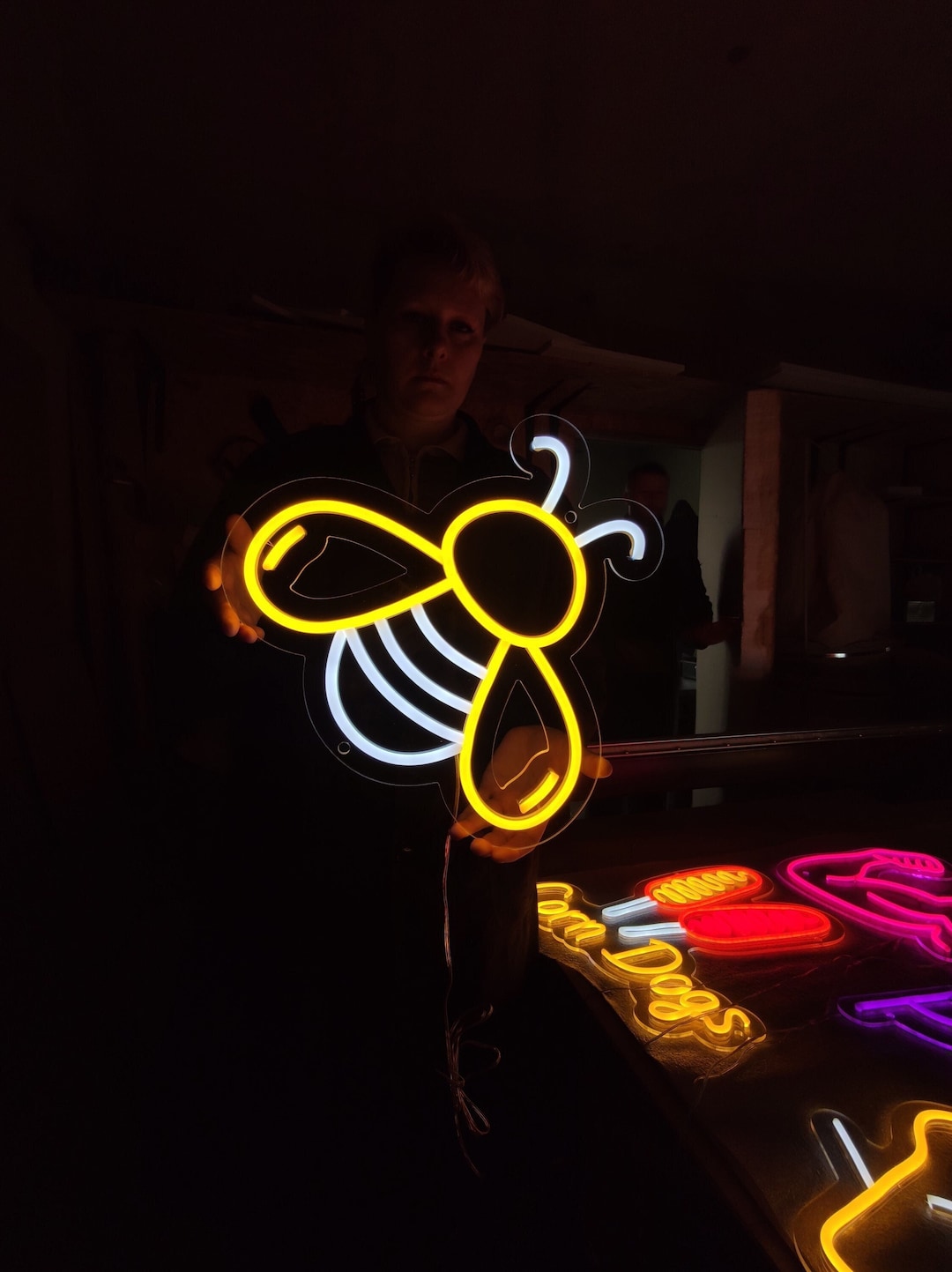 Bee Neon Sign, Bee Led Neon Light, Api Honeybee Led Night Light Sign ...