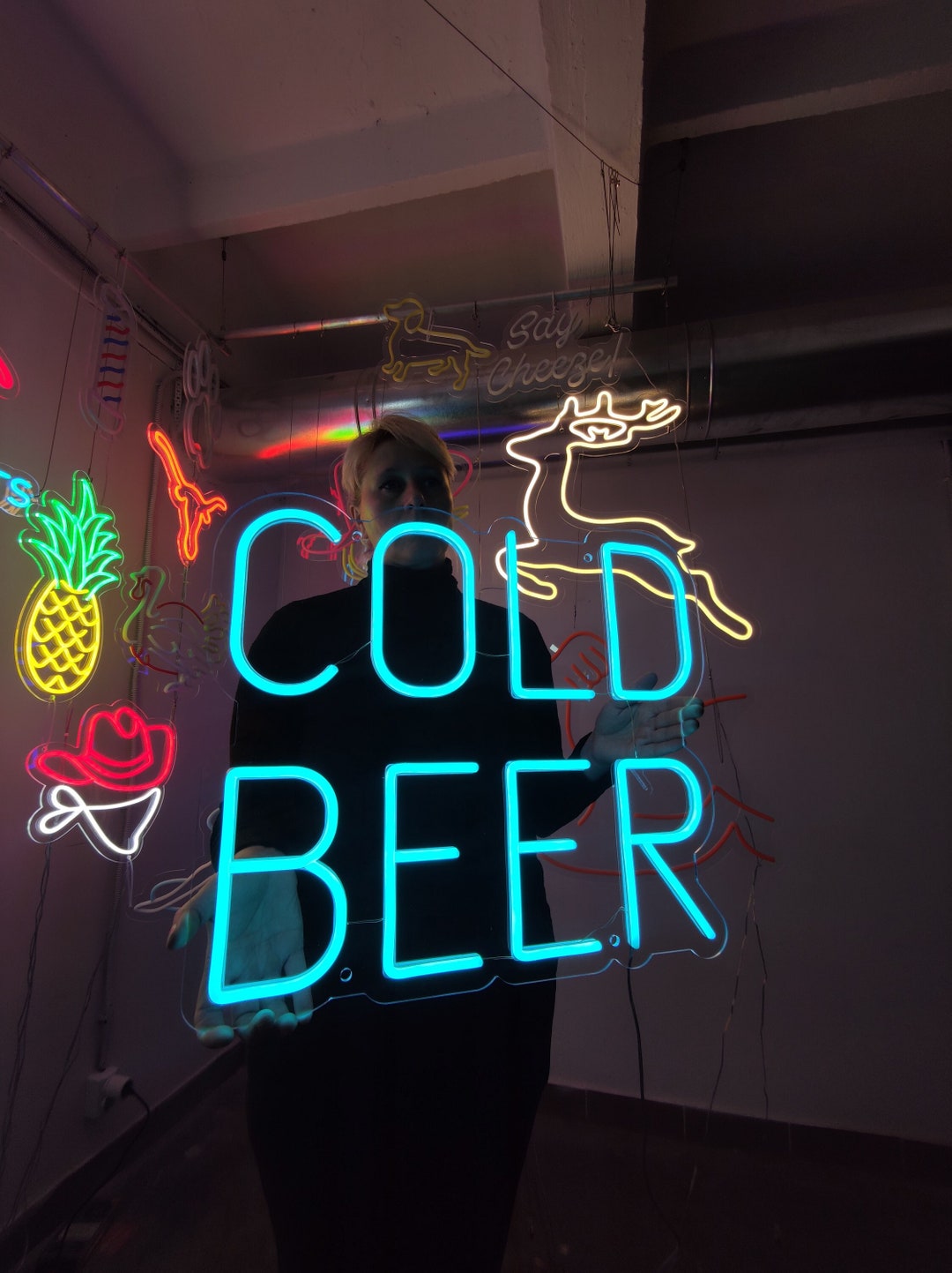 Cold Beer Neon Sign, Beer Led Sign, Drink Light Sign, Custom Bar Wall ...