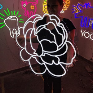 Peony Neon Sign, Peonies Neon Light, Aesthetic Decor Led Light, Custom ...