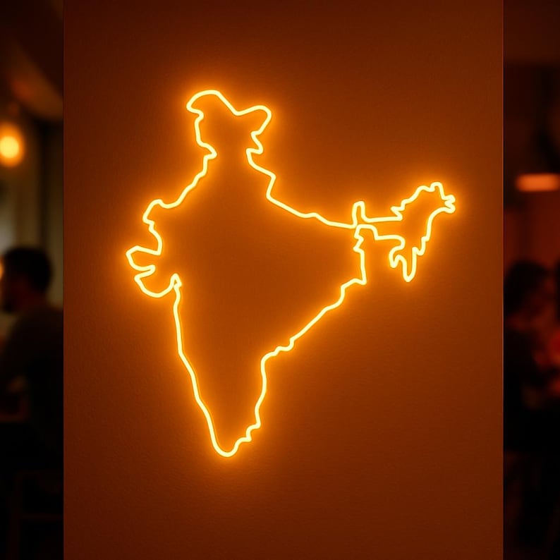 India Map Neon Sign, Republic of India Led Neon, Custom Country South ...