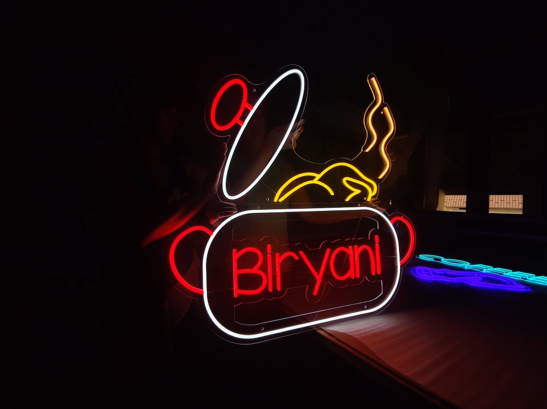 Biryani Neon Sign, Chicken Biryani Led Sign, Rice Neon Light, Chicken ...