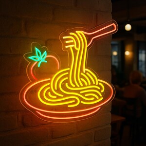 Spaghetti Neon Sign. Restaurant LED Decor. Chef Gift Idea. Dish LED ...