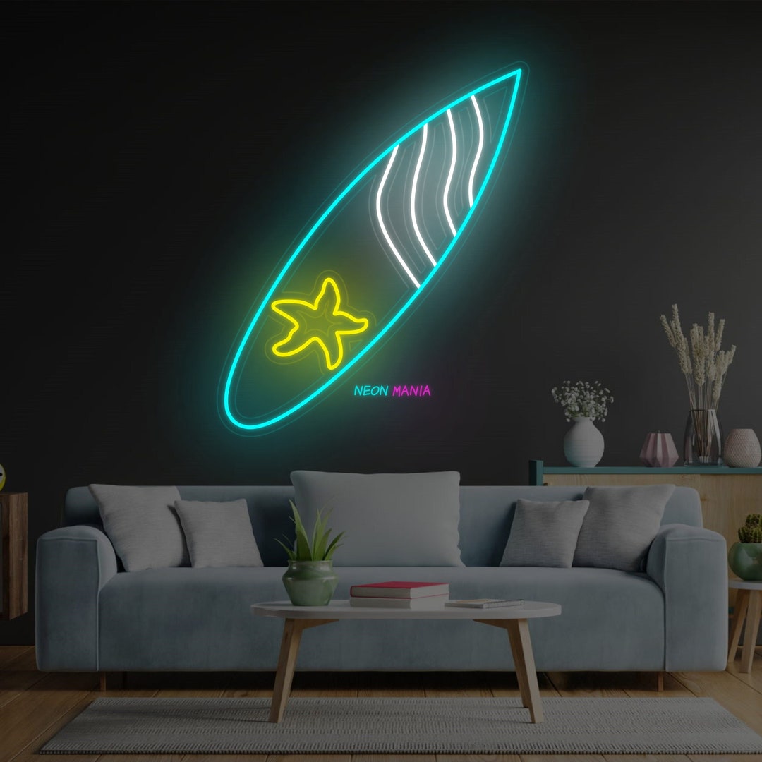 Surfboard Neon Sign, Surfing Led Light, Surf Board Light Sign, Starfish ...