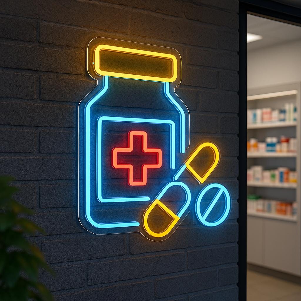 Medicine Bottle Neon Sign. LED Pharmacy Decor. Medicine Neon Decor ...