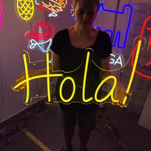 Hola Neon Sign, Hello Sign, Spanish Led Sign, Greeting Neon Light, Wall ...