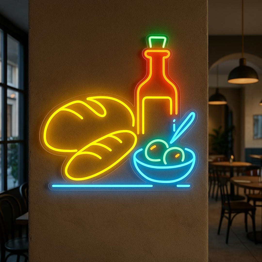 Olive Oil Bread Neon Sign. LED Olive Bread Decor. Traditional Italian ...