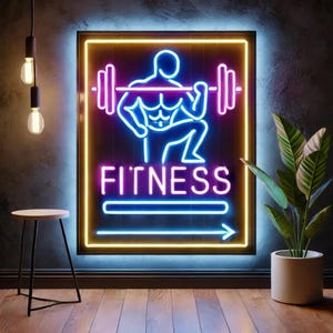 Fitness LED Neon Sign. Neon Decor for Sports Studio. Pilates, Spinning ...