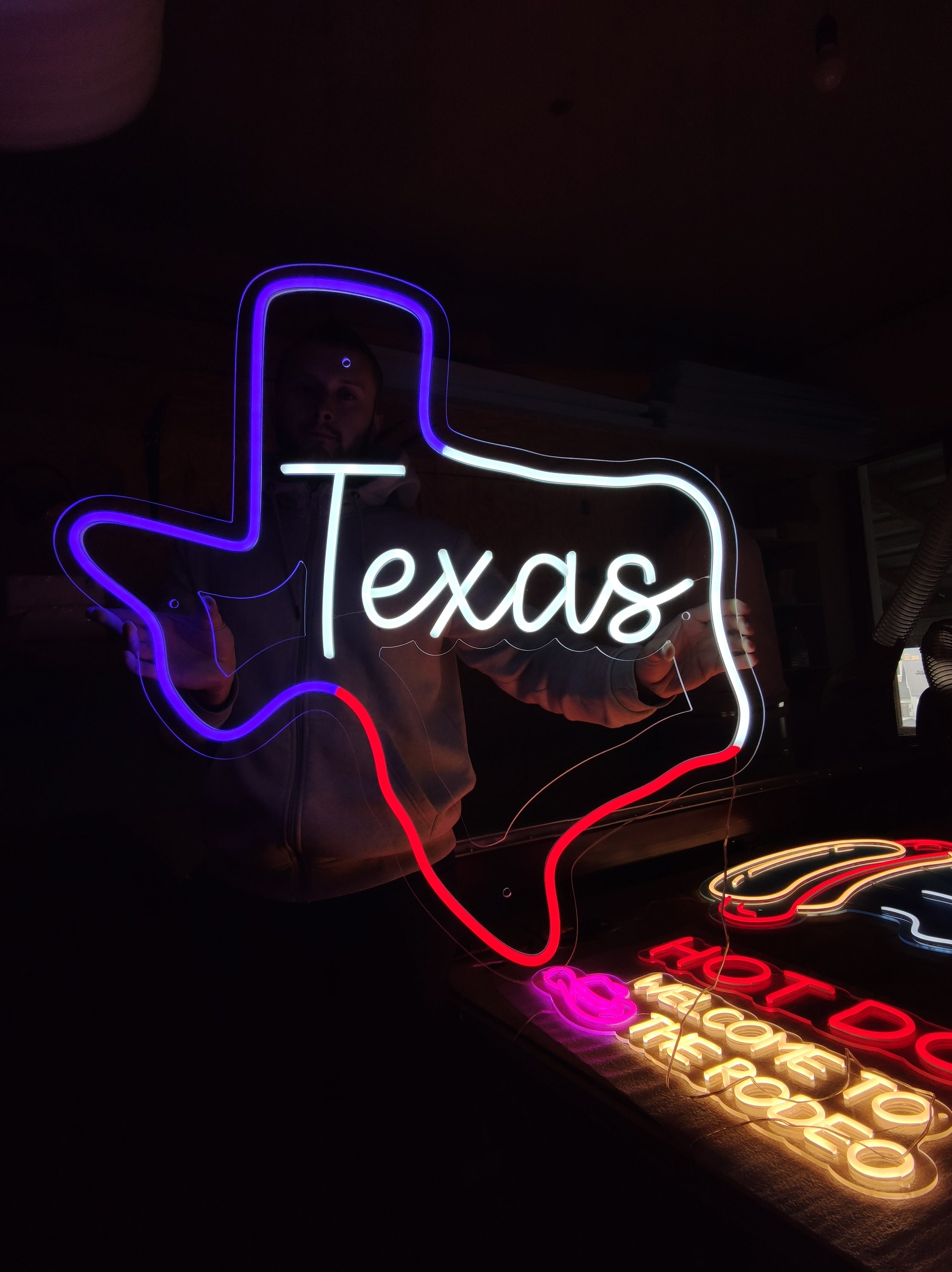 Texas Neon Sign, Texas Map Led Neon, Western Led Light, Light Sign ...