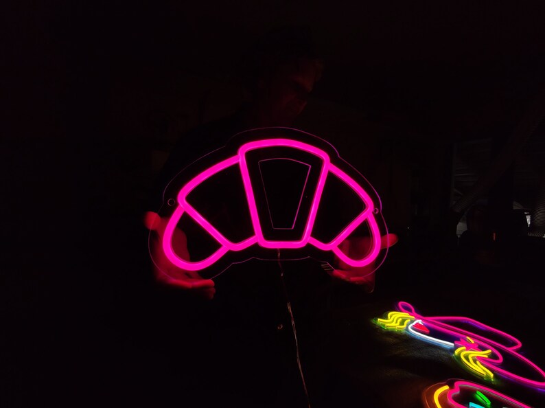 Croissant Neon Sign Croissant Led Neon Sign Bakery Neon - Etsy
