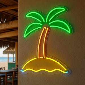 Island Neon Sign. Desert Island Led Light. Palm Tree Led Sign. Sunset ...
