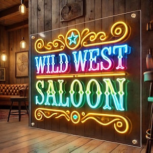 Cowboy LED Neon Sign. Cowboy Party Decor. Wild West Saloon, Wanted ...