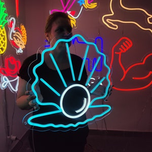 Sea Shell With Pearl Neon Sign, Mollusk Shell Led Light for Your Home ...