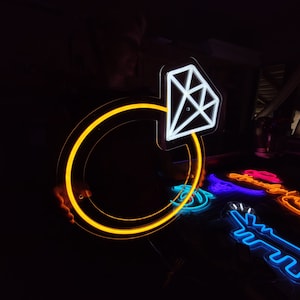 Wedding Ring Neon Sign, Diamond Led Sign, Custom Engagement Ring Sign ...
