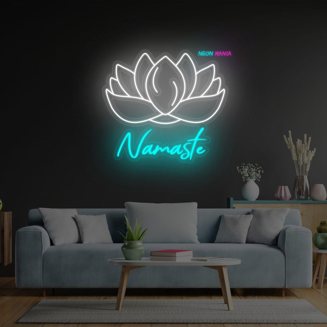 Namaste Neon Sign, Lotus Neon Light, Yoga Led Light, Meditation Room ...
