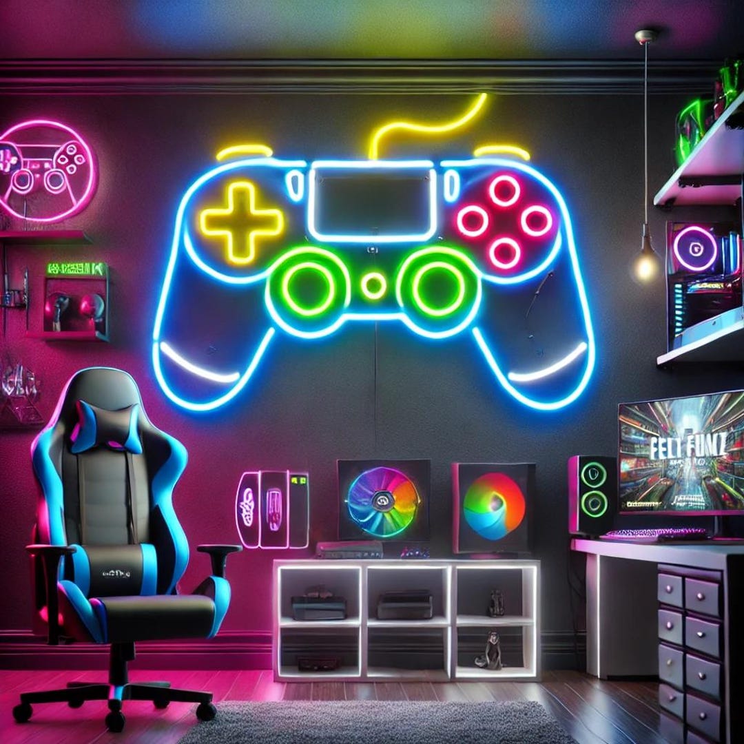 Game Room Led Neon Sign. Gamer Wall Sign. Game Controller, Gaming ...