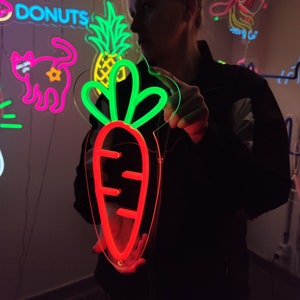 Carrot Neon Sign, Vegetable Neon Light for Kitchen Decor, Custom Carrot ...