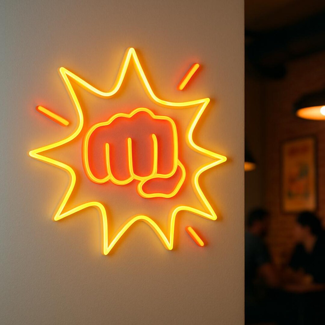 Fist With Explosion Effect Neon Sign. Boxing Gyms Light. Sports Led ...