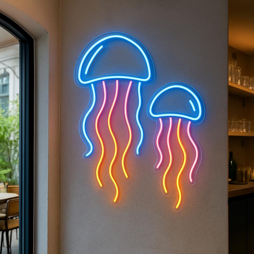 Jellyfish Neon Sign. Custom Fish LED Sign. Sea Animal LED Sign for Home ...