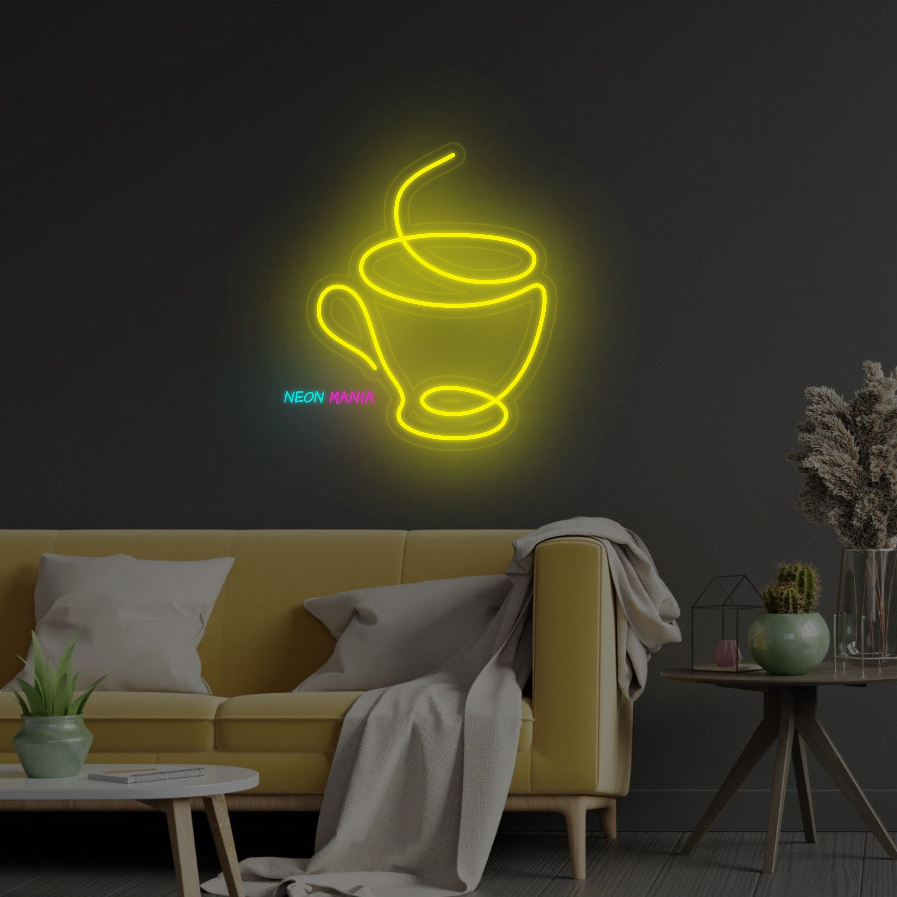 Cup Neon Sign Coffee Cup Led Neon Sign Tea Cup Neon Lights - Etsy
