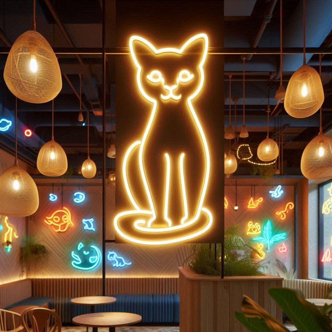 Cat LED Neon Sign - Custom Made Neon Cat Sign. Animal LED Light Sign ...