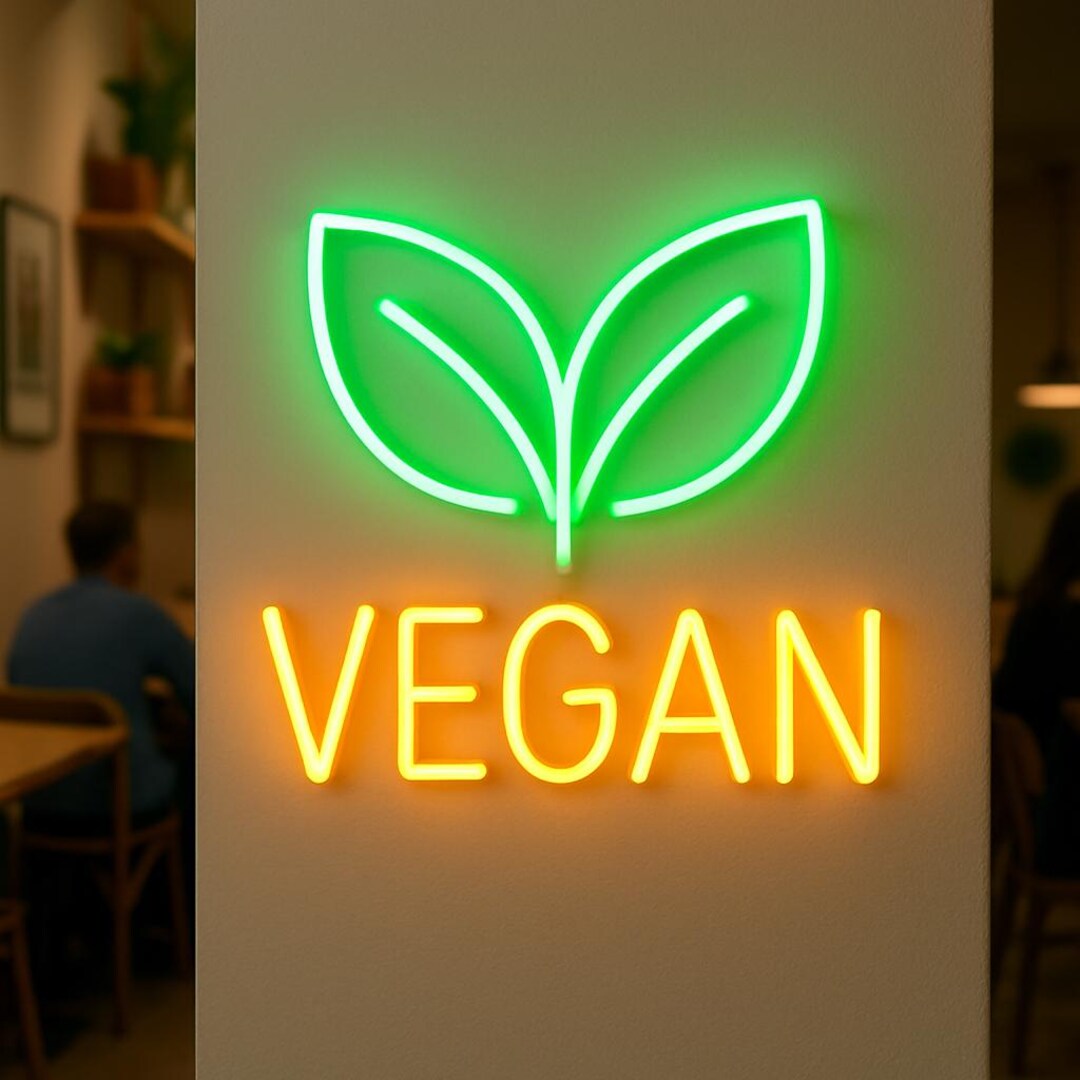 Vegan Neon Sign. Restaurant Light. Food Trucks With Plant-based Cuisine ...