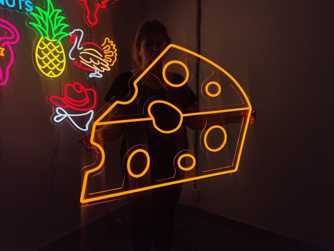 Cheese Neon Sign, Piece of Cheese Led Light, Food Neon Lights, Dairy ...