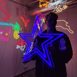 Star Neon Sign, Star Led Neon Light, Star Light Sign, Custom Western ...