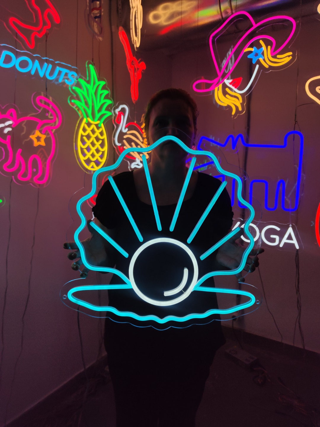 Sea Shell With Pearl Neon Sign, Mollusk Shell Led Light for Your Home ...