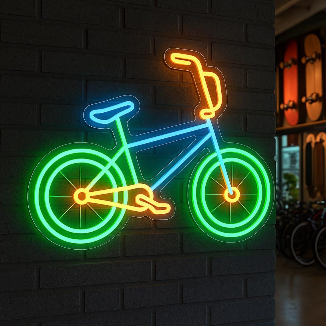 BMX Bike Neon Decor. Bicycle, Cyclist in Jump, Bicycle in Flames ...