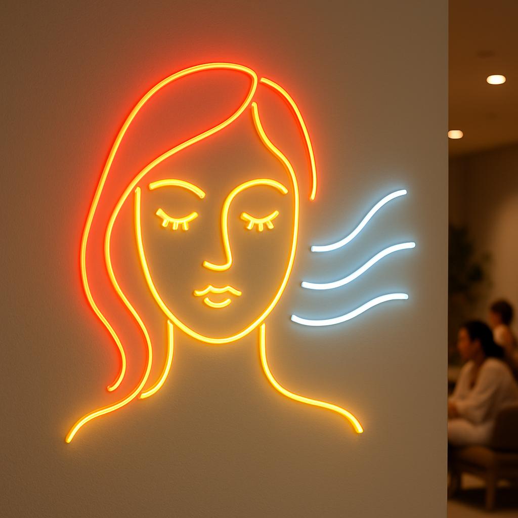 Spa and Massage Salons Neon Sign. Woman Light. Lotus and Candle Led ...