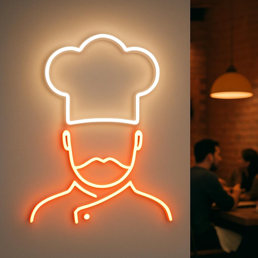 Chef Hat Neon Sign. Restaurant Light. Bistro Led Sign. Gift Idea Chef ...