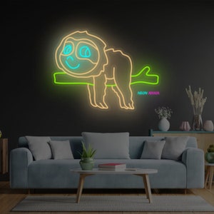 Sloth Neon Sign, Elusive Neon Light, Custom Kids Room Decor, Lazy Sloth ...