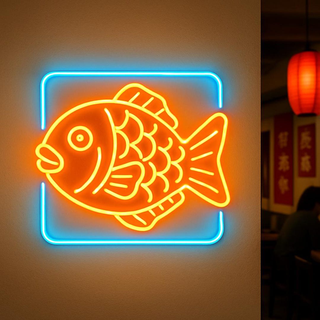 Taiyaki Neon Sign. Japanese Dessert Light. Cafe Led Sign. Gift Idea for ...