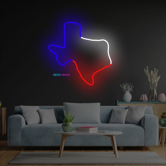 Texas Neon Sign Texas Map Led Neon Western Led Light Light - Etsy