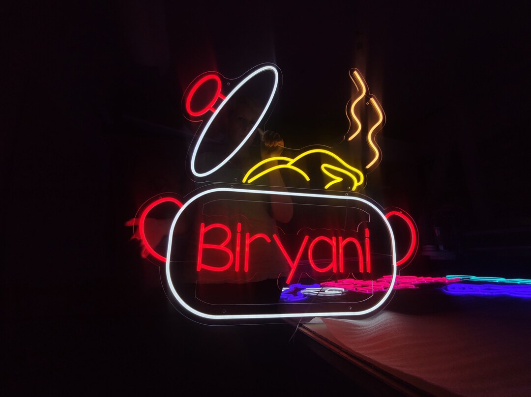 Biryani Neon Sign, Chicken Biryani Led Sign, Rice Neon Light, Chicken ...