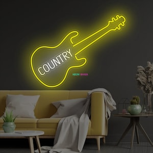 Country Neon Sign, the Guitar Led Sign, Western Decor Sign, Custom Bar ...