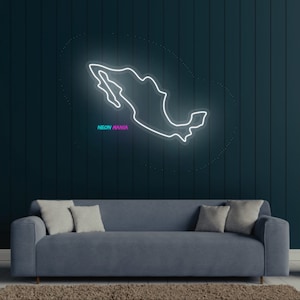 Mexico Map Neon Sign, United Mexican States Led Neon, Custom Country of ...