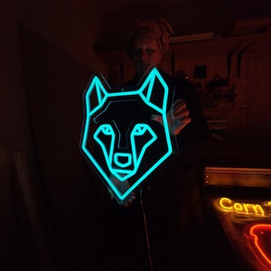 Wolf Neon Sign, Wolf Head Lights, Wild Animal Led Sign, Geometric Wolf ...